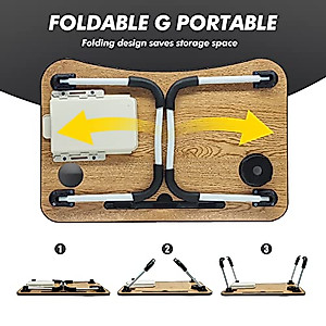 Lap Desk Laptop Bed Desk Portable Foldable Laptop Tray Table with USB Charge Port/Cup Holder/Storage Drawer, Laptop Bed Stand for Bed/Couch/Sofa Working, Reading