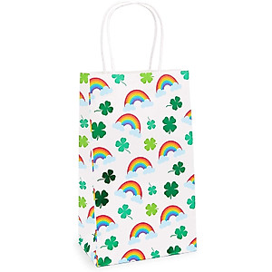 Sparkle and Bash St. Patrick's Party Favor Gift Bags, 4 Designs (9 x 5.3 x 3.15 In, 24 Pack)