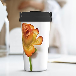 Insulated Coffee Mug Gold Rose Floral 17oz Double Wall Vacuum Stainless Steel Tumbler With Leak-Proof Lid And Handle, Cute Travel Thermos Mug For Cold Hot Drinks