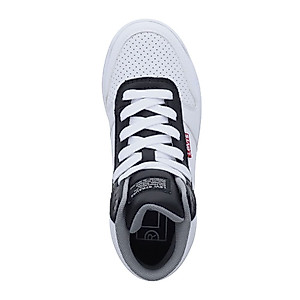 Levi's Kids Drive Hi Synthetic Leather Casual Hightop Sneaker Shoe, White/Black/Grey, 13 M