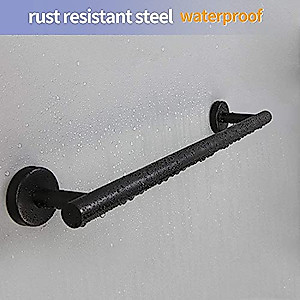 Cilee 2 Pieces Matte Black Bathroom Towel Bar, 24 Inch Double Towel Racks,Bathroom Towel Holder Towel Hanger for Bathroom Stainless Steel Wall Mount