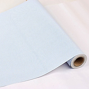 Yifely Blue White Stripes Shelf Liner Drawer Units Decor Sticker Self-Adhesive Furnitures Decor Paper 17.7 Inch by 9.8 Feet