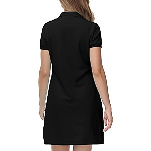 JINSHI Women’s Golf Dress Quick Dry Short Sleeve Polo Dress Tennis/Workout/Sport Dress Black Medium