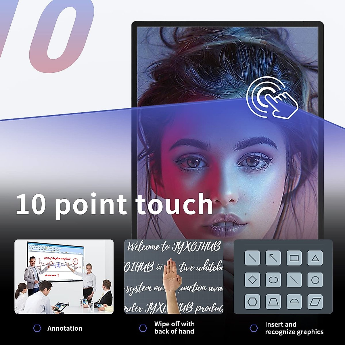 JYXOIHUB Smart Board, 49 Inch Digital Electronic Whiteboard and Smartboard for Classroom, Screen Mirroring from for Live Streaming, Digital Signage Displays and Player for Advertising(Board+Stand)