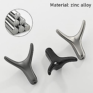 4 Packs Silver Double Prong Modern Coat Robe Hooks Heavy Duty Wall Mounted Hook for Hanging Towels Clothes Purse Metal Hooks for Closets Kitchen Bathroom(Silver)