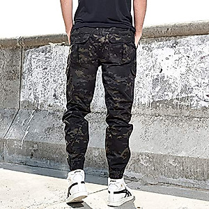 NAVEKULL Men's Camouflage Tactical Pants Waterproof Lightweight Ripstop Outdoor Hiking Tapered Cargo Pants