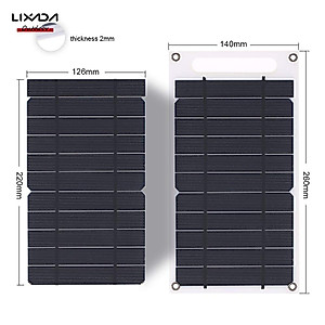 Solar Panel Charger USB Port Portable High Power Paper Shaped Monocrystalline Silicon for Cell Phone Camping Hiking Travel