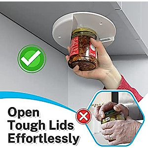 Jar Opener, Under Cabinet Jar Opener, Useful Kitchen Gadget, Can Openers Prime For Seniors With Arthritis,Jar Opener For Weak Hands, Single Hand Under Counter Can Opener