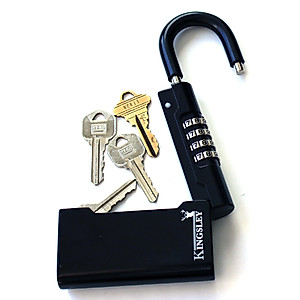 Kingsley Guard-a-Key Black Realtor's Lockbox Portable Resettable Hanging Key Safe Combination Lock Box for House Keys, Realtors, Vacation Rentals, Black (1 Pack)