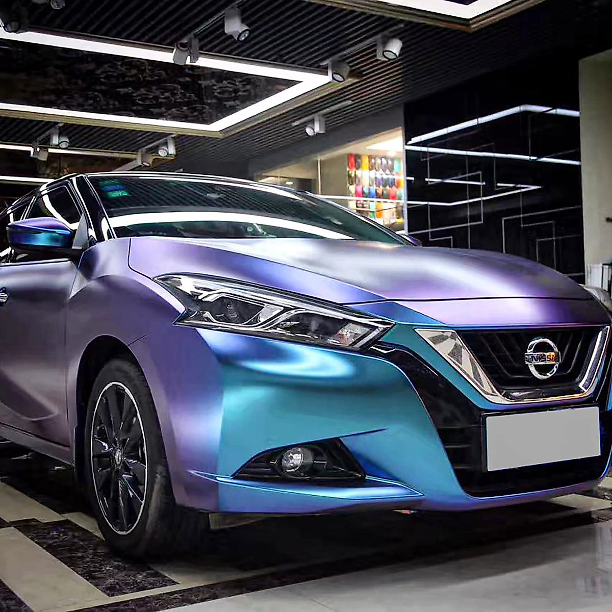 VINYL FROG Chameleon Vinyl Wrap Matte Metallic Vehicle Film Purple to Blue Stretchable Air Release DIY Decals 12"x60"