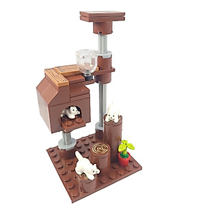 General Jim's Pets Double Decker Two Level Cat & Dog House Building Block Set - includes Cat Tower and Dog Kennel with Kittens and Dogs