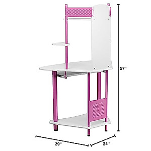 Flash Furniture Walker Pink Corner Computer Desk with Hutch