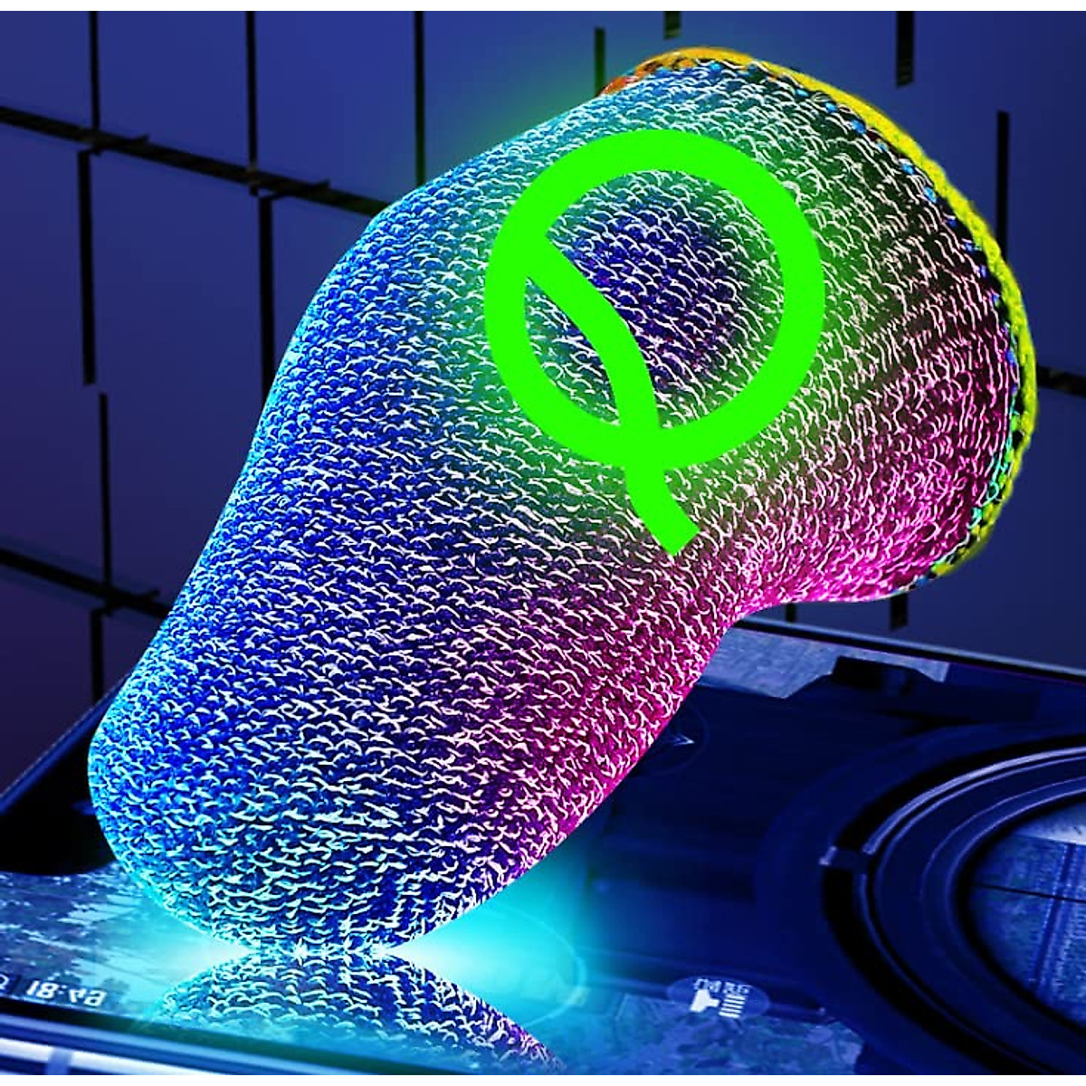 QQQ Silver Fiber Yellow Stripe Gaming Gloves For Sweaty Hands Finger Sleeves Mobile Game Controllers (Pack of 2) Anti-Sweat Breathable Thumb Sleeve League Legend, PUBG, Rules Survival, Free Size