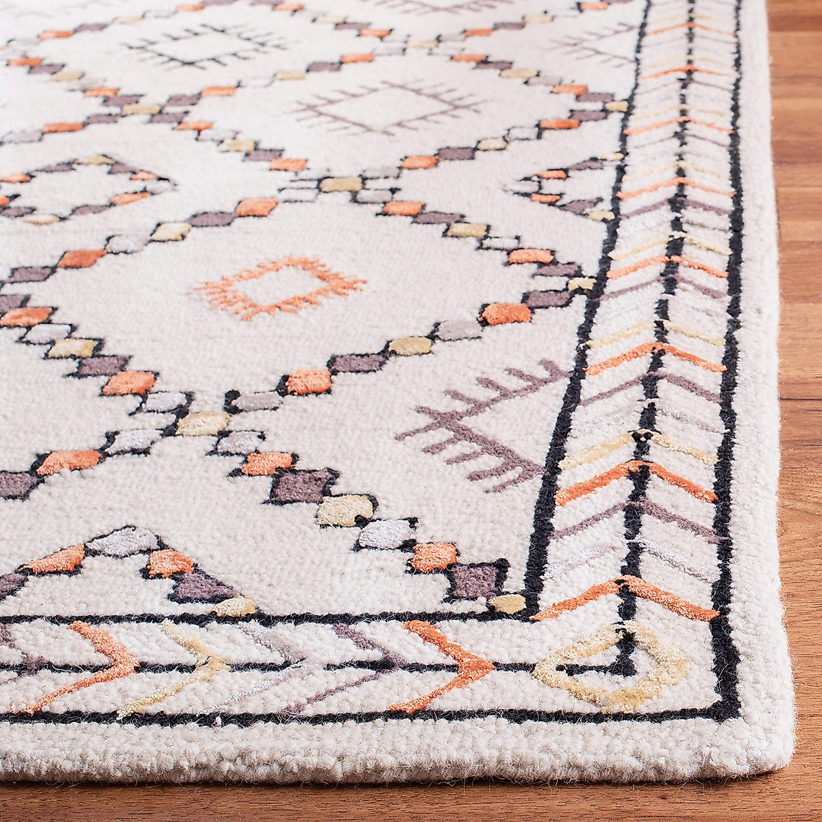 SAFAVIEH Bellagio Collection 8' x 10' Ivory/Multi BLG548A Handmade Boho Premium Wool Area Rug