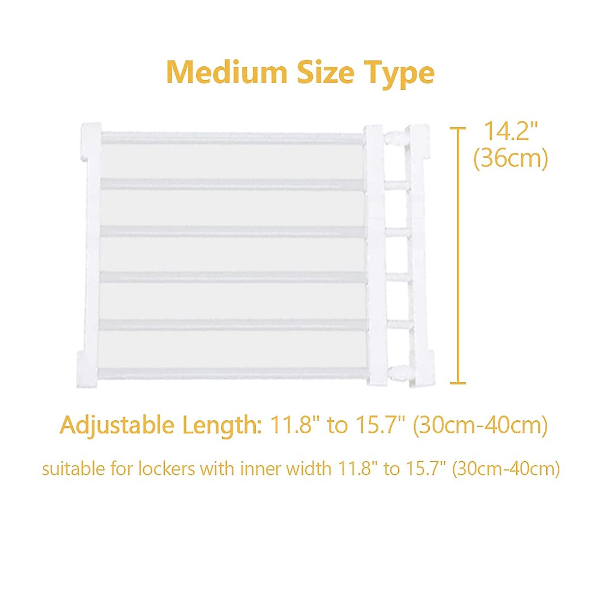 BEMAXYE School Locker Shelf Organizer - Adjustable Separator Shelves Tension Storage Rack for Students, Office Workers, Fits Lockers from 11.8" to 15.7" W (14.2 wide)