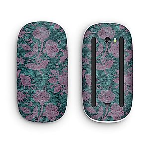 Design Skinz Turquoise and Burgundy Floral Velvet v2 Vinyl Decal Compatible with The Apple Magic Mouse 2 (Wireless, Rechargable) with Multi-Touch Surface