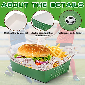 50 Pack Soccer Party Favors 5 lb Paper Food Trays Large Soccer Paper Food Boats Disposable Serving Tray Snack Trays for Food, Condiment, Carnivals, Birthday, Party Decorations
