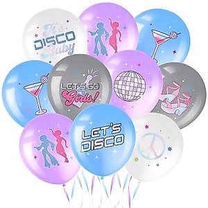 MiniInflat 40 Pcs Let's Disco Balloons Bachelorette Party Decorations 12 Inch Disco Ball Latex Balloons Girls Party Balloons for 70s Retro Theme Birthday Bridal Baby Shower Party Decoration Supplies