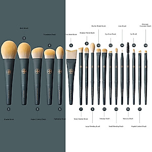 EIGSHOW Makeup Brushes 18pcs Professional Makeup Brush Travel Set with Eco Cylinder 2Cups Holder, Premium Synthetic Foundation Powder Concealer Blush Blending Eye Lip Brush Kit - Cruelty Free
