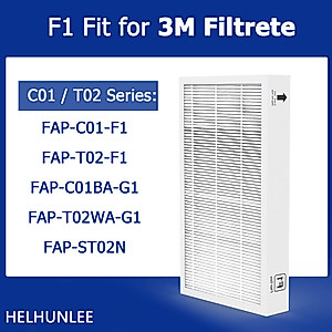 HELHUNLEE F1 4-Pack H13 HEPA Filter Replacement, Fit for 3M Filtrete C01 T02 Air Purifier, 4 Pack