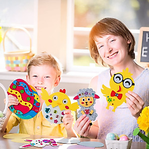 mengooo Easter Craft Kits for Kids,6 Pieces DIY Rabbit Felt Craft Ornaments,Easter Spring Party Decorations,Felt for Kids Wall,DIY Decals Art Ornaments Gift for Kids Window Scrapbook