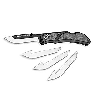 OUTDOOR EDGE 3.0" RazorLite EDC Knife. Pocket Knife with Replaceable Blades and Clip. Hunting Knife for Skinning Deer. Gray with 4 Blades