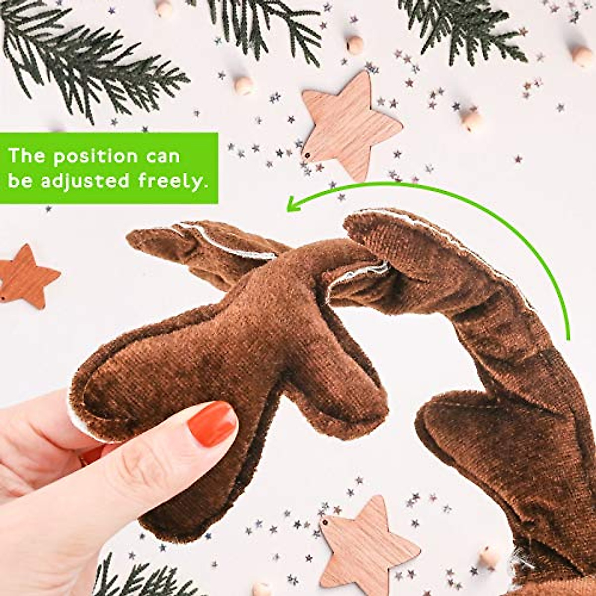 HANSGO Reindeer Antlers Headband, 2PCS Deer Antlers Headband with Bells Cute Christmas Reindeer Ears Headband