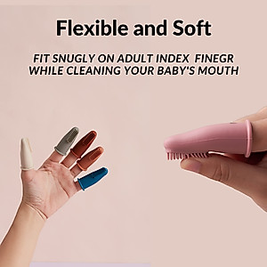 Chippi & Co Baby Silicone Finger Toothbrush BPA Free Dental Care for Newborn Baby Boy Girl 0 3 6 Sensory Development Toy (Pink)