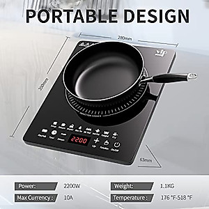 Portable Induction Cooktop, Countertop Burner with Multi-Function, 2200w Electric Stove with Easy Clean Glass, 8 Modes Sensor Touch Cooker