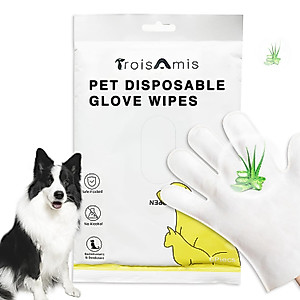 Dog Wipes Cleaning，Aloe Nourish Pet Wipes Gloves，Dry Wash Shower Wipes Grooming for Dogs Cats Puppy, Ears Face Paws Butt Cleaning Gloves