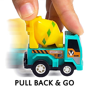 Laxdacee Pull Back Car,12 Pack Assorted Mini Plastic Construction Vehicle Set, Car Truck Toy for Kids, Boy, Girl, Child Birthday Party Favors, Goody Bag, Prizes, Pinata Filler Supplie