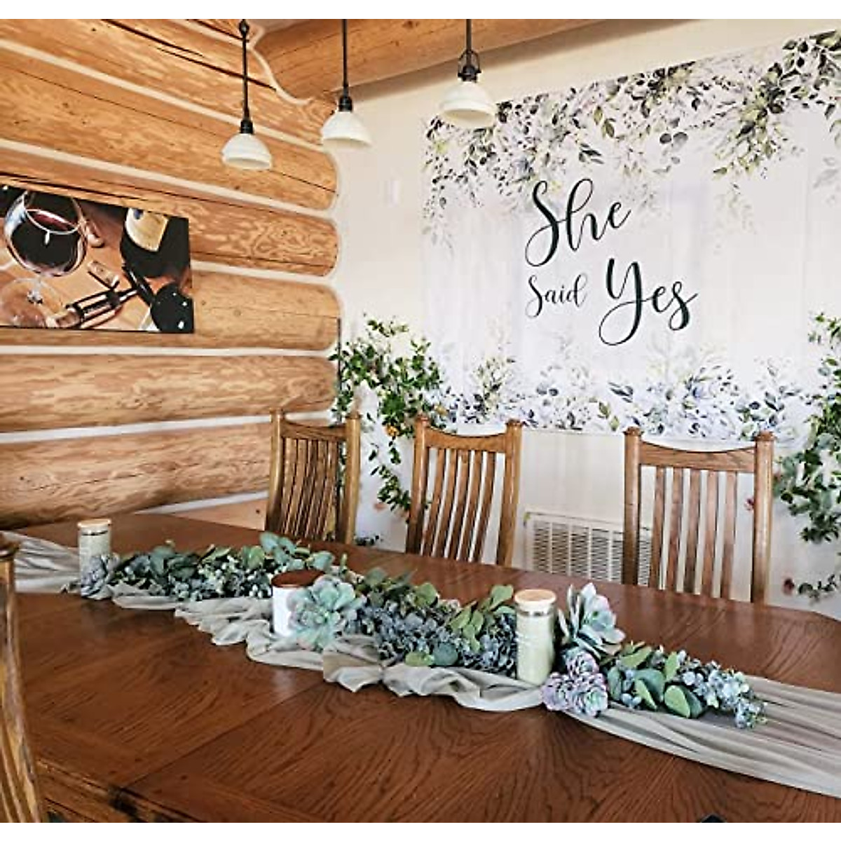 Eucalyptus Garland 6.56 Ft Lush Silver Dollar Eucalyptus Leaves Boxwood Artificial Faux Greenery Garland Vines for Baby Shower Wedding Party Table Runner Room Home Mantle Decor