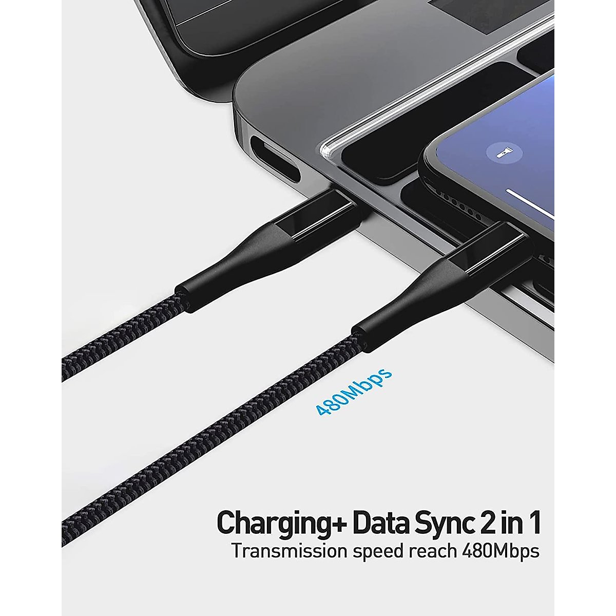ANDNOVA USB C to Lightning/USB c Cable 10 Ft, Type-C to iPhone PD Fast Charging Cable Compatible with iPhone 13/13 Mini 12 Pro Max/12/11 Pro/X/XR/XS Max / 8/8 Plus