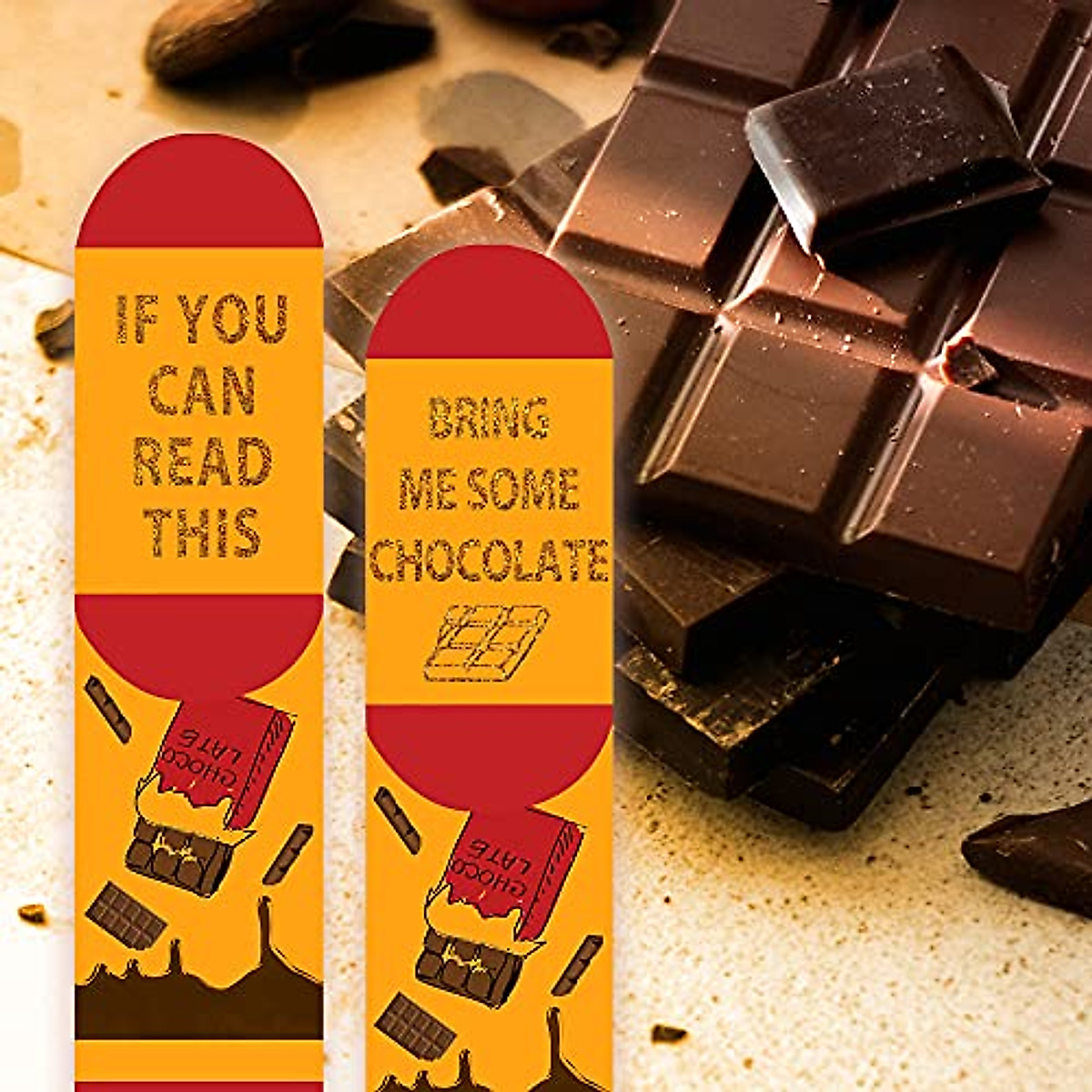 AGRIMONY Funny Socks for Men and Women - If You Can Read This Bring Me Chocolate Fun Novelty Crew Socks - Teens Boys Crazy Funky Food Socks with Sayings-Valentines Day Christmas Funny Gifts