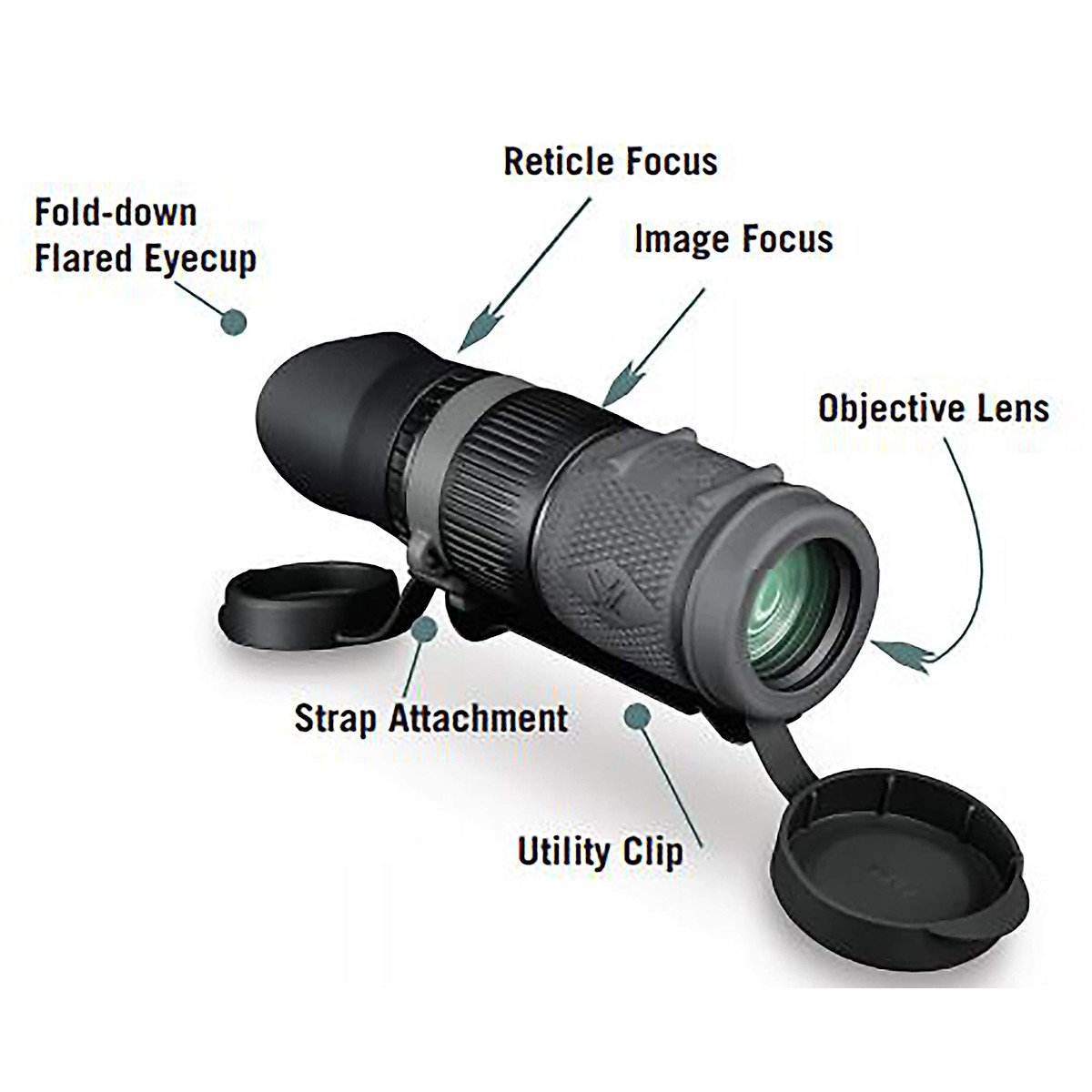 Vortex Optics Recce Pro HD 8x32 Monocular - HD Optical System, MRAD Reticle, Utility Clip, Adjustable Eyecup, Rubber Armor, Non-Slip Grip, Fogproof, Waterproof - Unlimited, Unconditional Warranty
