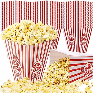 HengKe 50 Pieces Paper Popcorn Bags,Bags Disposable Paper Popcorn, Grease Resistant Popcorn for Popcorn Machine Party Christmas Thanksgiving Movie Theme Party Carnivals Popcorn Maker
