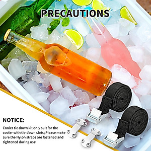 Cooler Tie Down Kit, Cooler Tie Down Fixed Straps for YETI & RTIC Coolers to Prevent Skids and Bumpy in Ship Deck Truck Chassis Trailers, with 316 Stainless Steel Plates and Screws