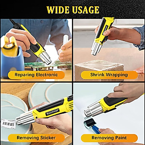 Baschmel Mini Heat Gun, 500W 2-Temp 662°F-932°F (350°C-500°C) Fast Heat Hot Air Gun with 5.9Ft Cord & Reflector Nozzle for Crafting, Vinyl Wrap, Embossing, Shrink Tubing/Wrapping, Epoxy Resin