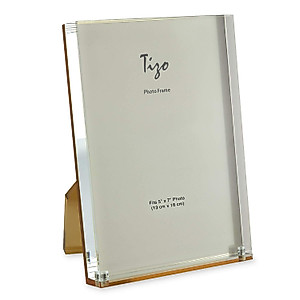 TIZO Design Vertical 5x7 Lucite Picture Frame, Durable 1 Inch Thick Clear Lucite & Magnetic Closures, Elegant & Practical Boutique Quality Photo Frame (Multiple Colors Available)