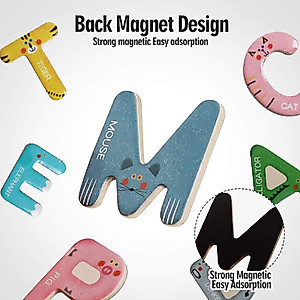 USATDD Jumbo Magnetic Animals Alphabets with Board Colourful Letters Toys Refrigerator Magnet Stick Paper Preschool Learning Spelling Tools Writing &Matching Games Homeschool Supplies for Toddler