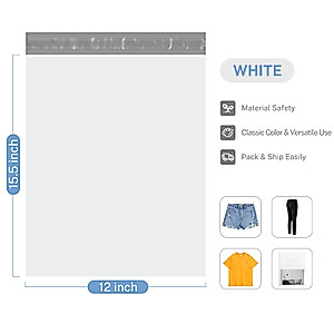 Metronic Poly Mailers 12x15.5 100 Pcs | Medium Shipping Bags for Clothing | Mailing Bags for Small Business, Shipping Envelopes, Packing Bags in White