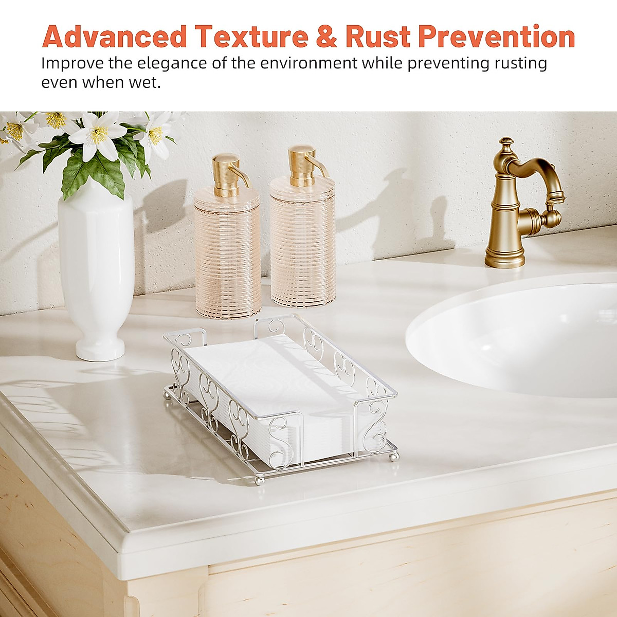 Guest Towels Holder, Napkin Holder, Flat Paper Napkins Holder, Napkins Dispenser, Bathroom Napkin Holder, Disposable Hand Towels Holder, Paper Napkins Tray, Napkin Holders for Paper Napkins