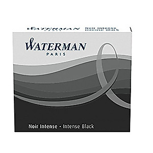 Waterman Fountain Pen Ink Cartridges, Short 'International', Intense Black, 6 Count