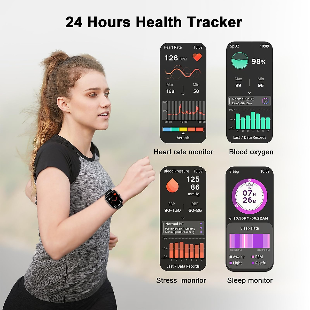Smart Watch Full Touch Smart Watches for Android iOS Phones Compatible (Answer/ Make Call) Smart Fitness Tracker Watch for Women Man IP67 Waterproof Smartwatch with Sleep/Heart Rate/Blood Oxygen/Step