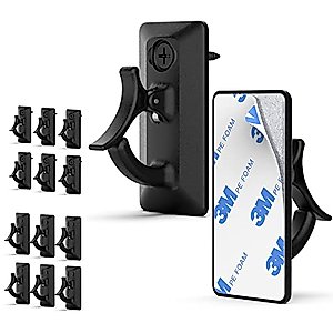 Wall Hooks with Safety Buckle, Windproof Screw Hooks for Hanging Outdoor String Lights, 20lbs Adhesive Hooks, Heavy Duty Utility Hooks for Bathroom Kitchen Outdoor, 12Pack