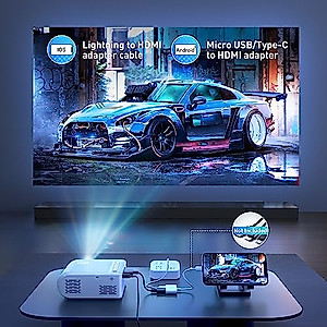 Mini Projector, Portable Outdoor Movie Projector 1080P Supported, Home Theater Video Projector Compatible with iOS/Android/TV Stick/HDMI/USB/PC/Laptop