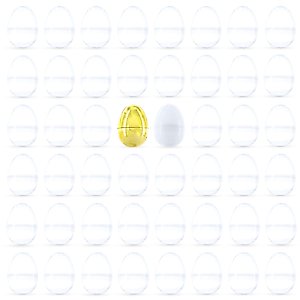 Set of 48 Easter Egg Assortment: 46 Transparent, 1 Gold, and 1 White Plastic Egg