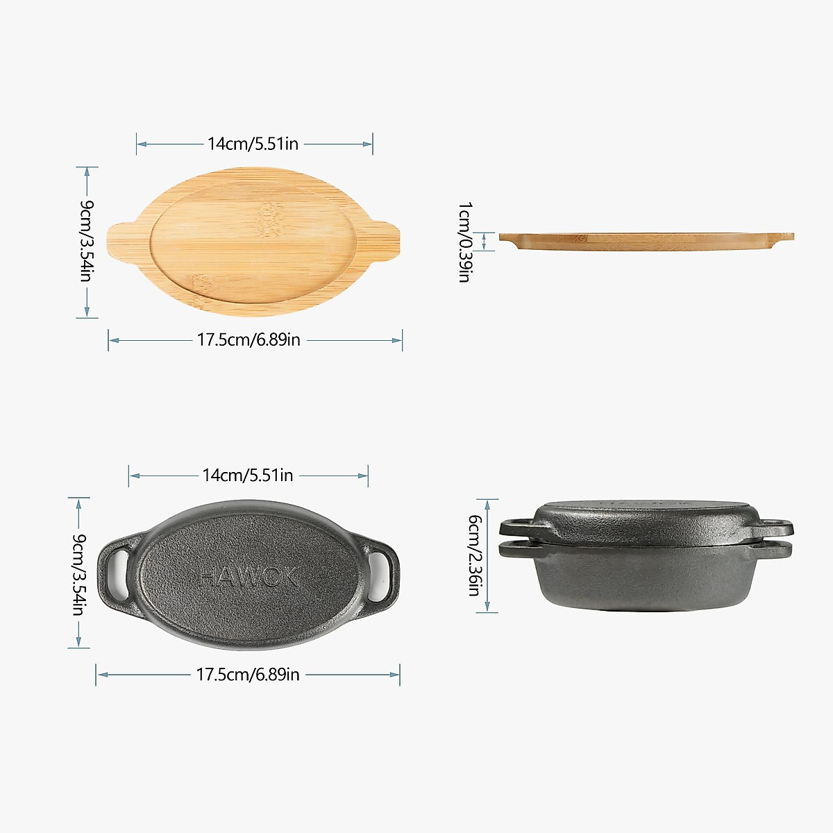 HAWOK Cast Iron Dutch Oven Oval set…