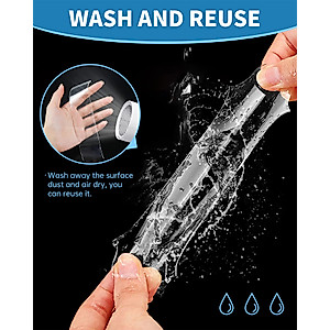 Teskyer Double Sided Tape Heavy Duty, Strong Adhesive Mounting Tape, Multipurpose Removable and Reusable Wall Tape Photo Frame Hanging Poster Tape Carpet Tape (16.4ft X 0.59in)