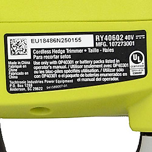 RYOBI RY40602 40 Volt 24-inch Hedge Trimmer w/Rotating Handle (Bare Tool) (Renewed)